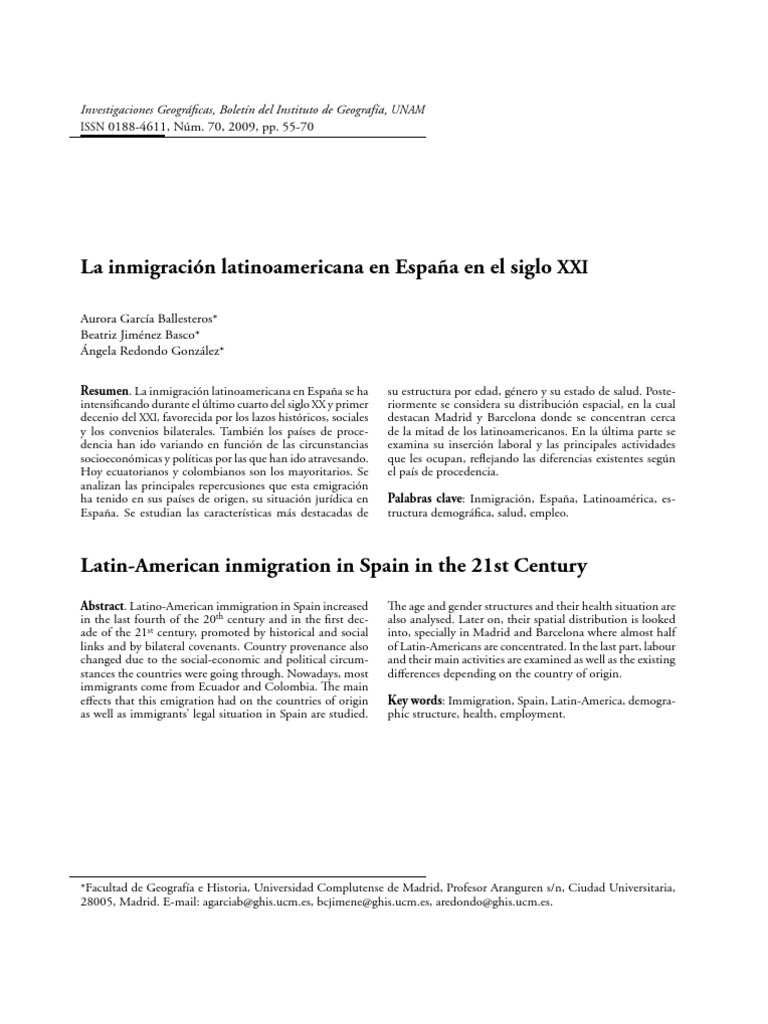 La Inmigración Latinoamericana en España en El Siglo XXI Latin ...