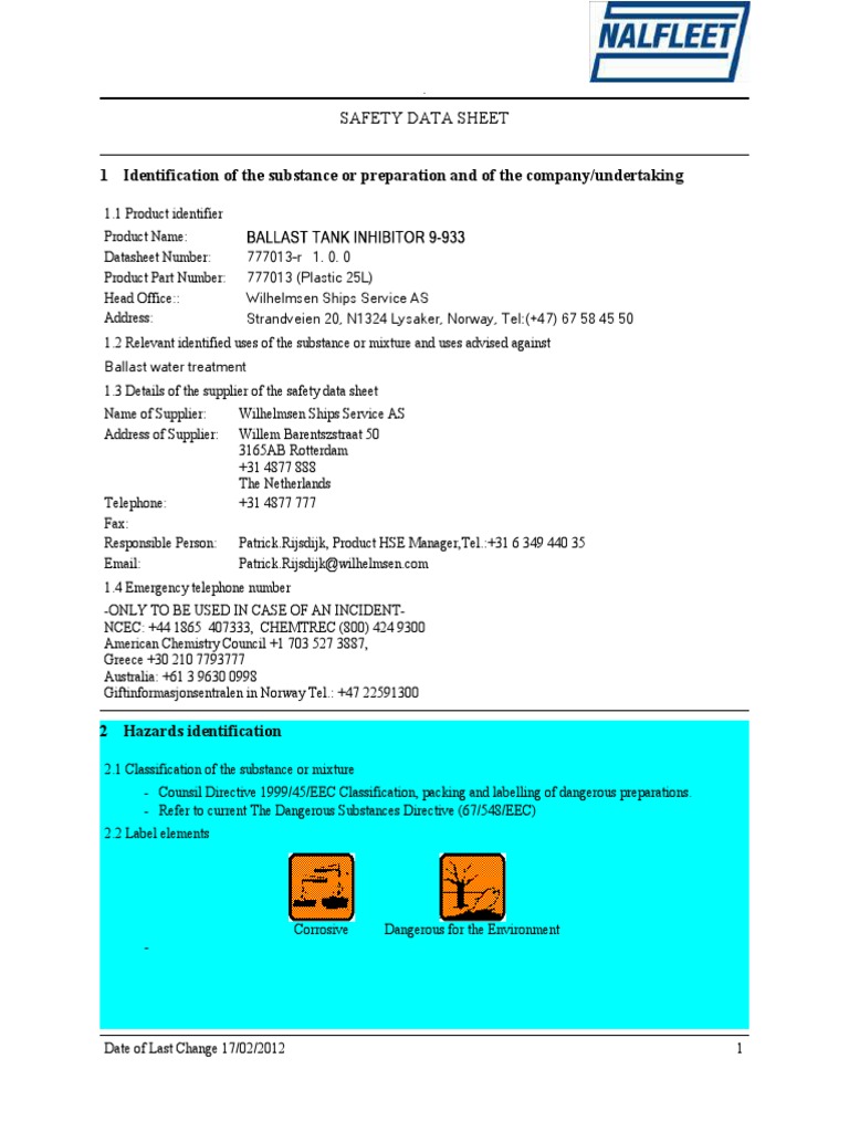SDS WP | Dangerous Goods | Toxicity
