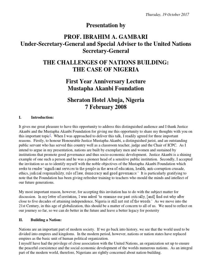 The Challenges of Nations Building | PDF | Nigeria | Leadership
