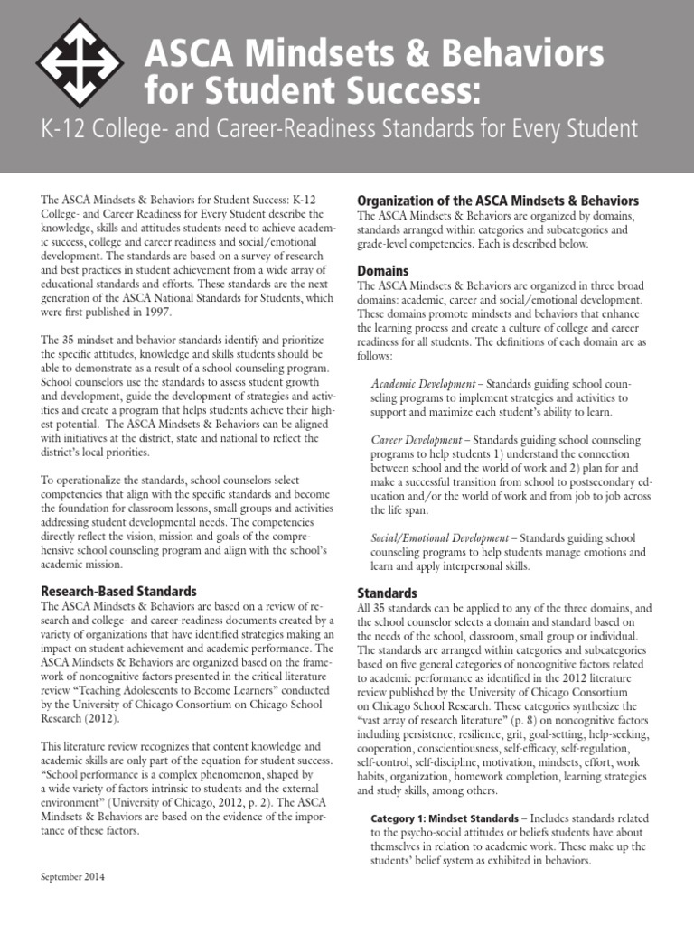 Asca Mindsets Behaviors | PDF | School Counselor | Competence (Human ...