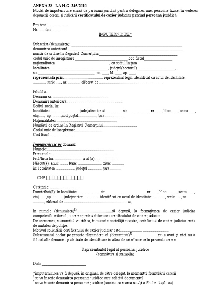 38 PJ Model Imputernicire | PDF