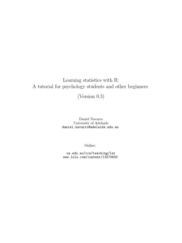 Learning Statistics With R, by D. Navarro | PDF | Validity | Argument