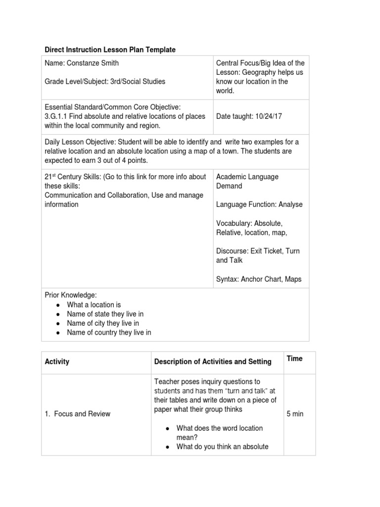 Social Studies-Whole Group Lesson Plan | PDF | Lesson Plan | Teachers