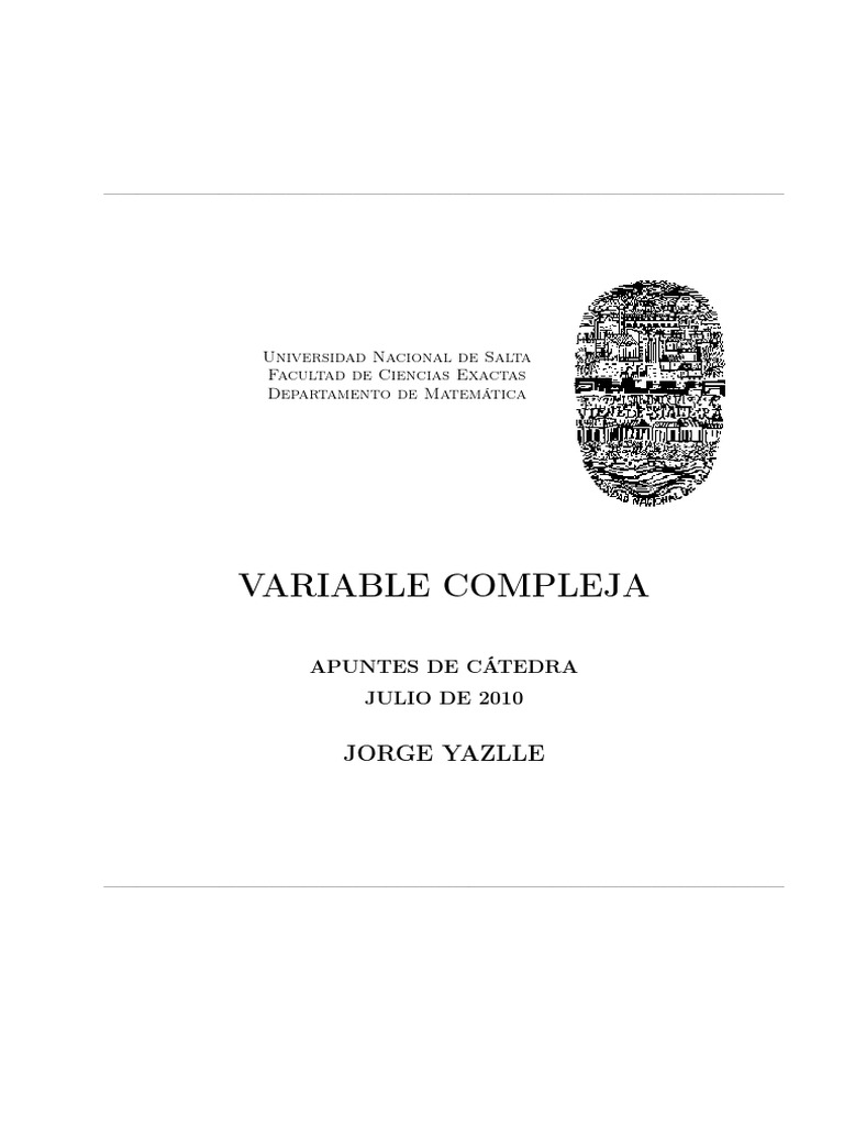 Variable Compleja (Jorge Yazlle) Apuntes PDF | PDF
