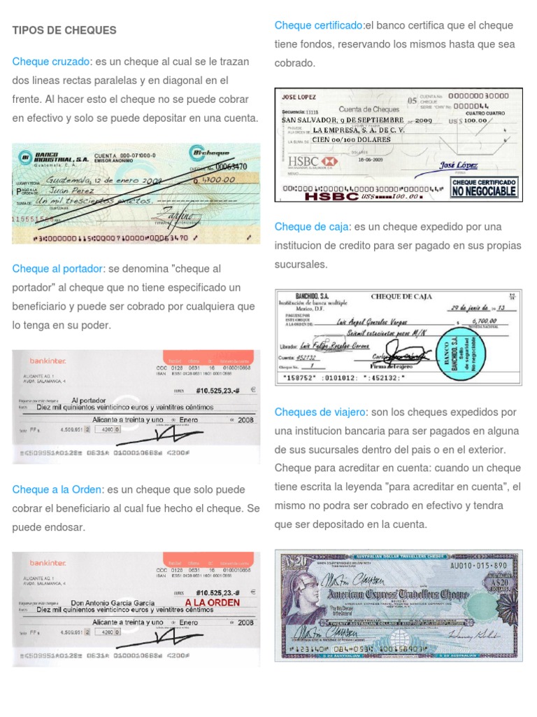 Tipos de Cheques | PDF | Cheque | Bancos
