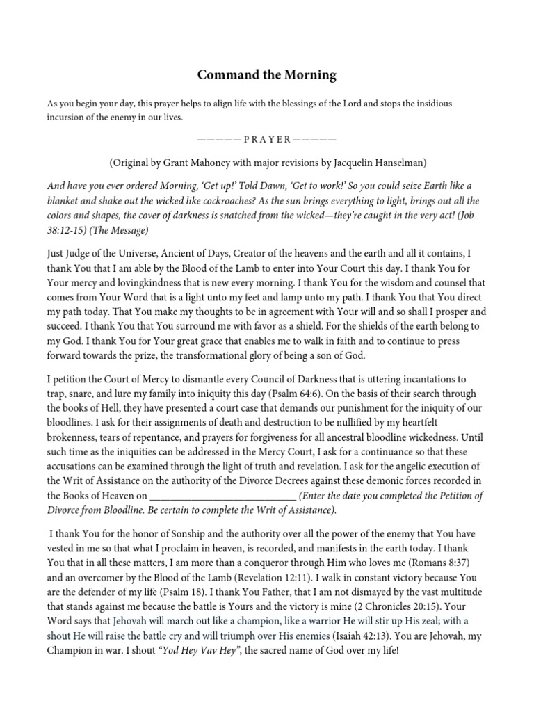 Command The Morning Handout TTR | PDF | Mythology | Religious Belief ...