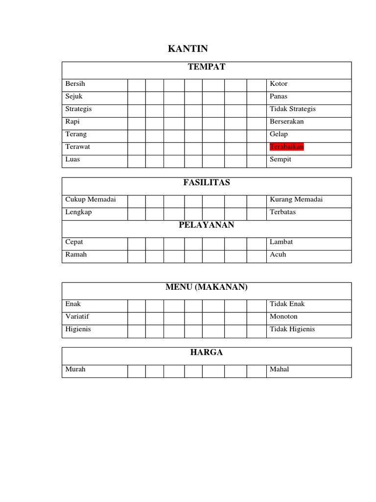 Contoh Skala Semantik Diferensial | PDF