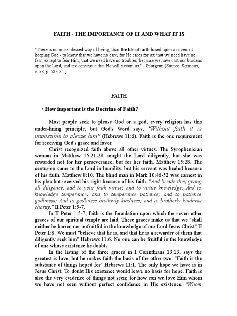 FAITH - The Importance of It and What It Is | Download Free PDF | Faith ...