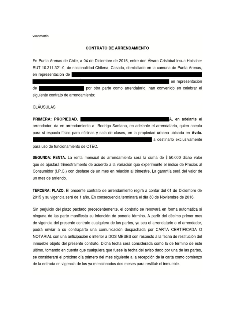 14 Contrato de Arriendo de Empresa A Otec | PDF | Propiedad | Pagos