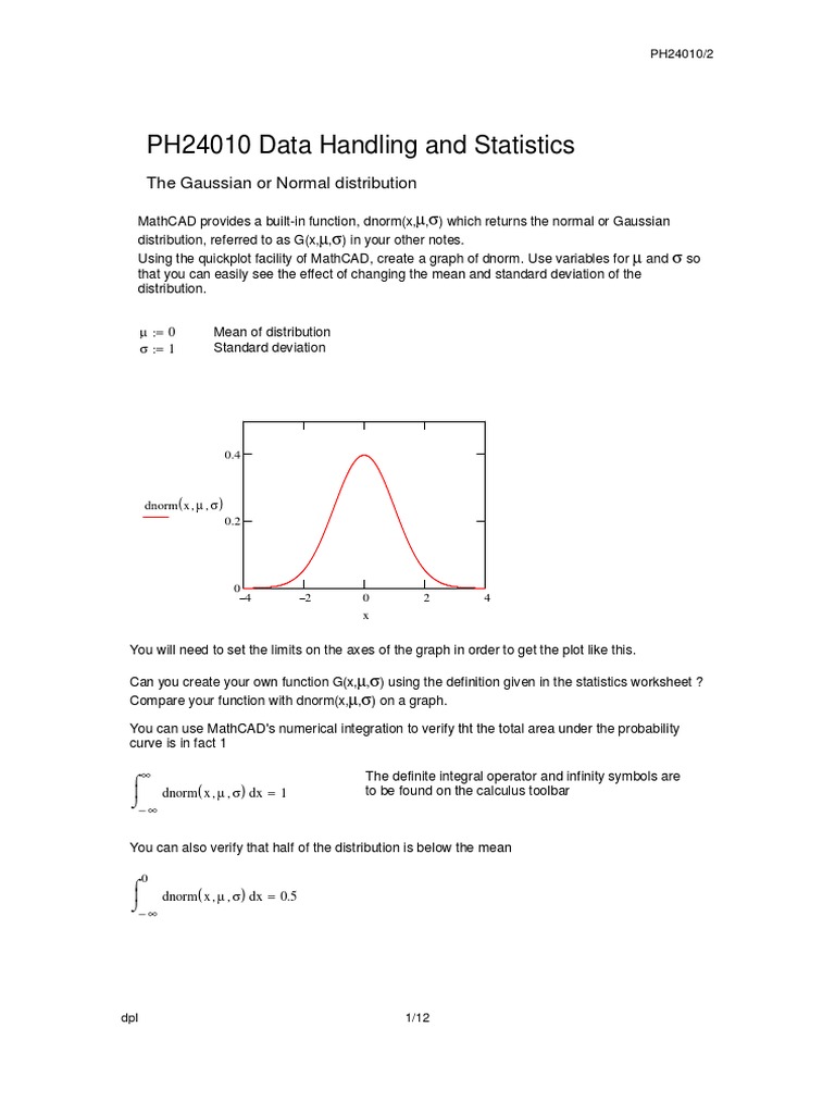 Mathcad - Example Sheet PDF | PDF | Normal Distribution | Poisson ...