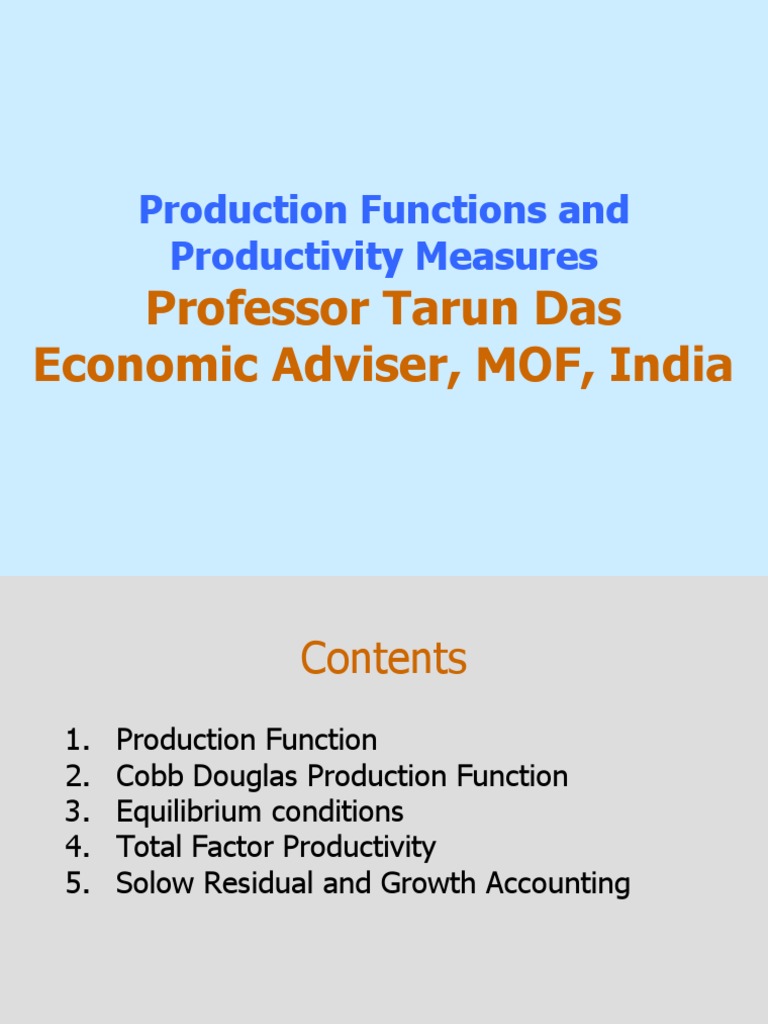 Tarun Das Lecture Productivity-1 | PDF | Production Function | Economic Growth