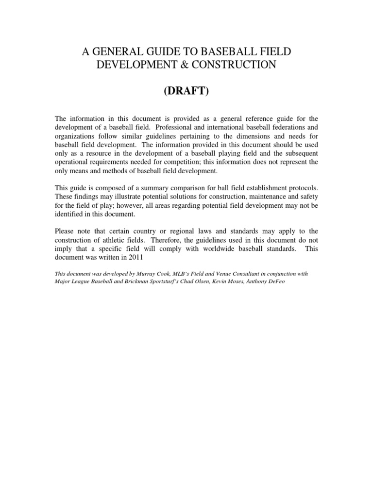 Baseball Field Development Construction | PDF | Baseball Field | Pitcher