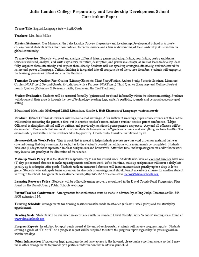 Curriculum Paper Outline | PDF | Non Fiction | Homework