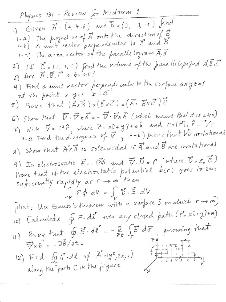 Midterm (1) Review For Physics 131 UCLA | PDF | Science | Teaching ...