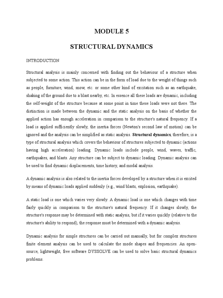 Module 5 Structural Dynamics | PDF | Motion (Physics) | Mechanics