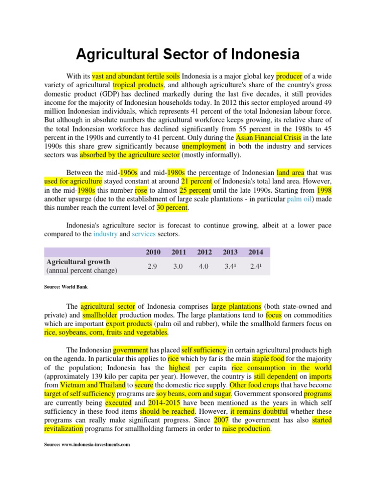 Insights on Indonesia's Agriculture Sector | PDF | Indonesia | Rice