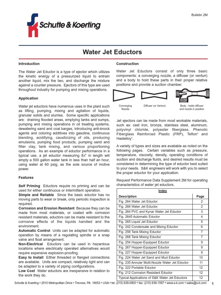 Water Jet Eductor Overview and Applications | PDF | Jet Engine | Pump