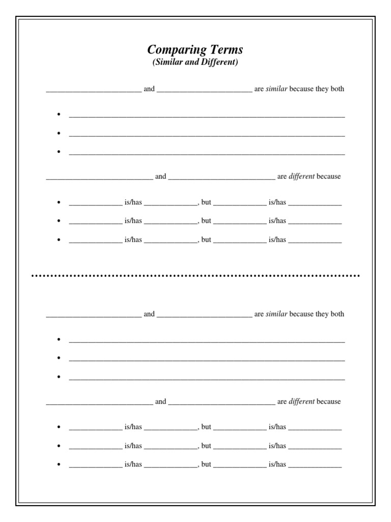 Comparing Terms Template | PDF