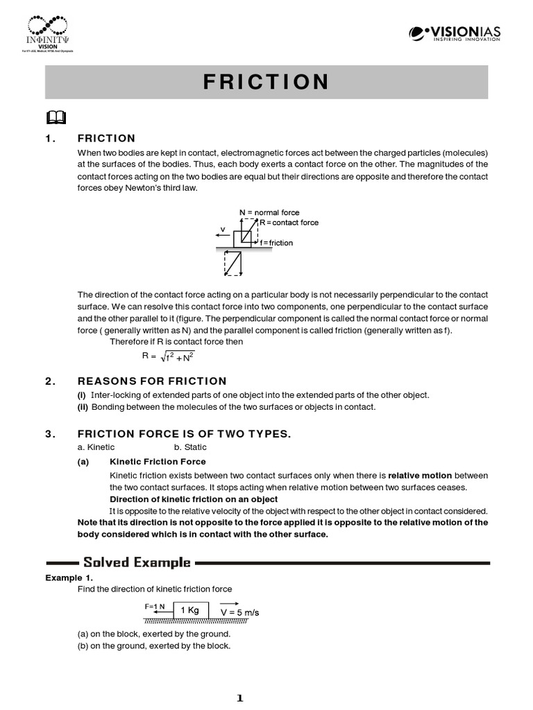 Friction Notes Iit Jee Bitsat Neet Aiims Pdf Friction