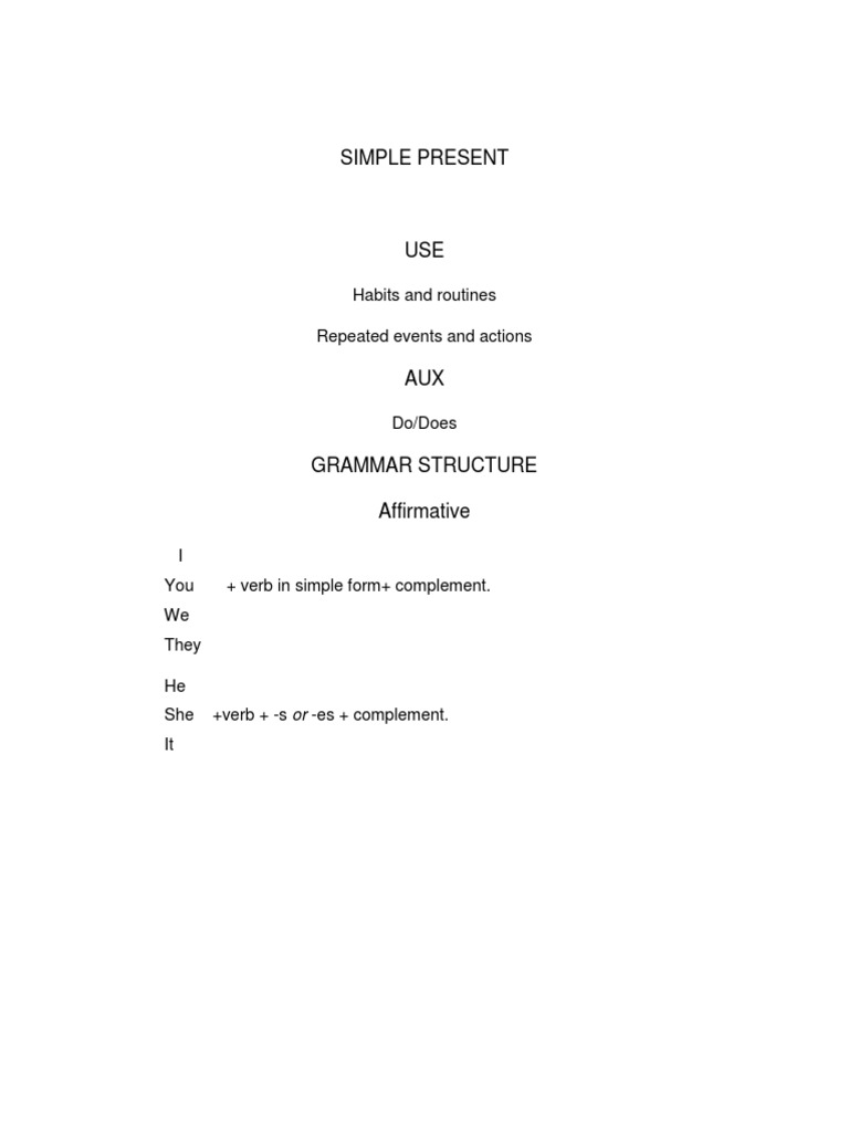 Simple Present: Habits and Routines Repeated Events and Actions | PDF ...