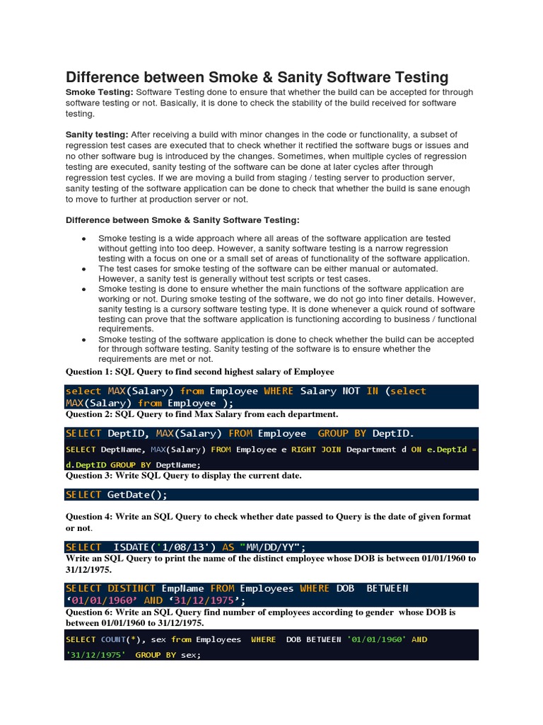 SQL For Testing Professional | PDF | Sql | Software Testing
