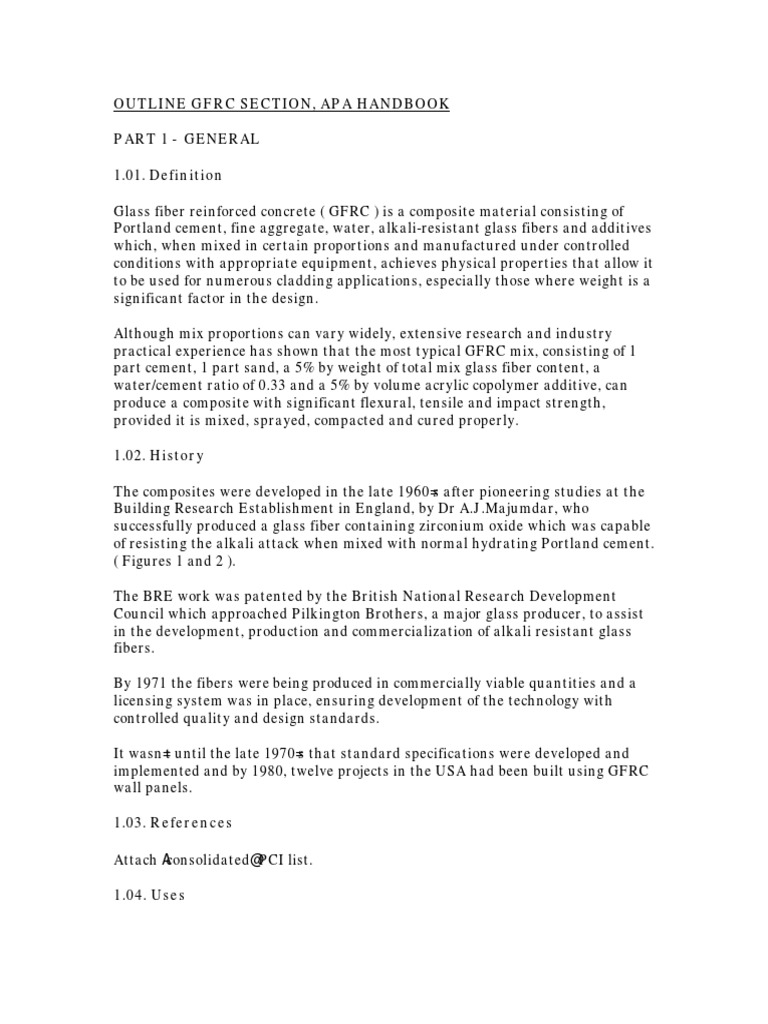 Outline GFRC Section Apa Handbook | PDF | Concrete | Composite Material