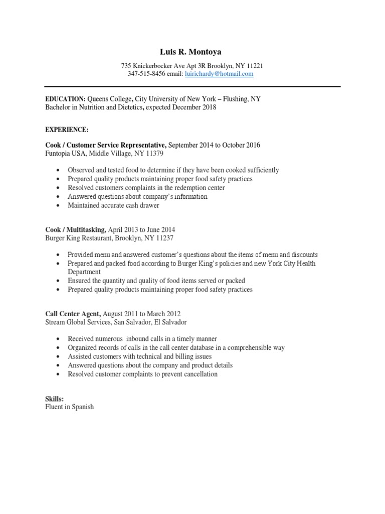 Luis R. Montoya: Nutrition Grad Resume | PDF | Wellness