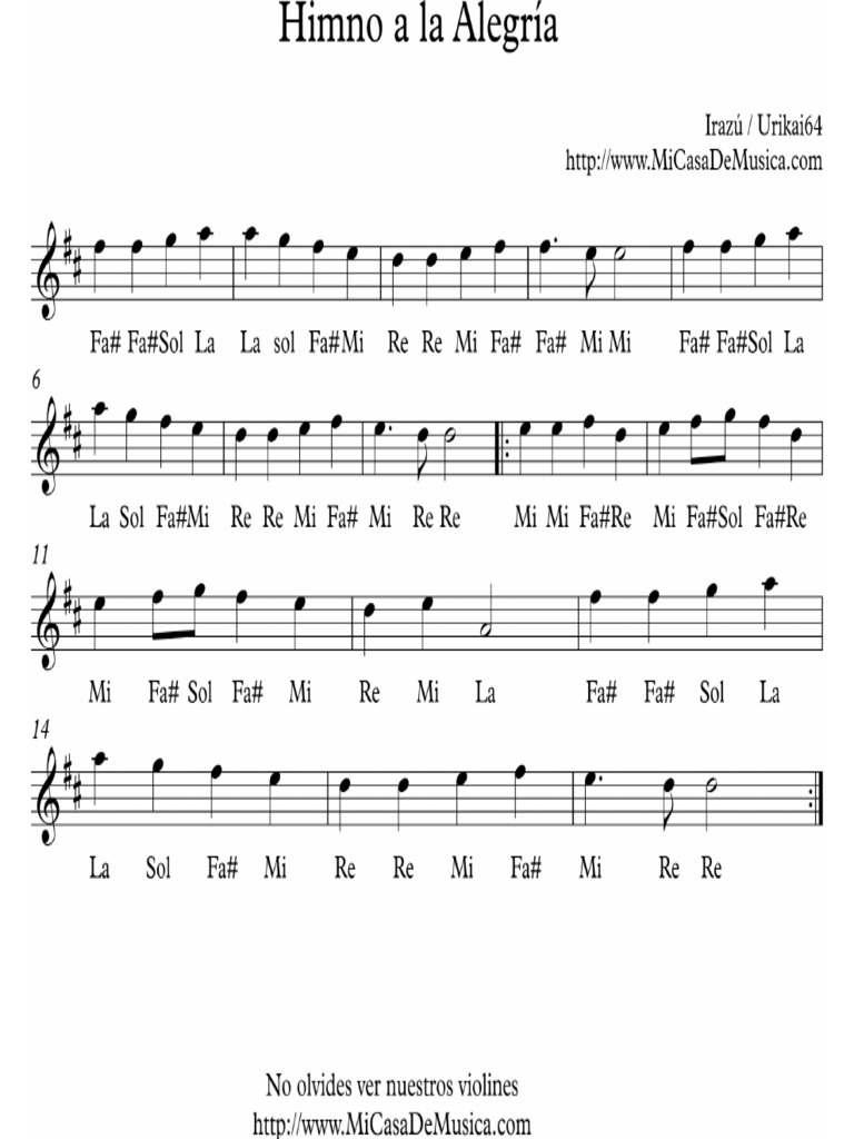 Himno A La Alegria Partitura - Estudiar Himno A La Alegria Partitura - Estudiar