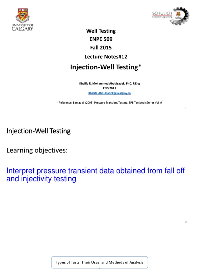 Injection Well Testing Analysis | PDF | Petroleum Reservoir | Pressure