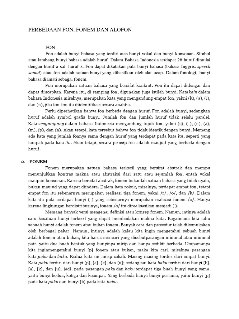 Perbedaan Fon Dan Fonem | PDF