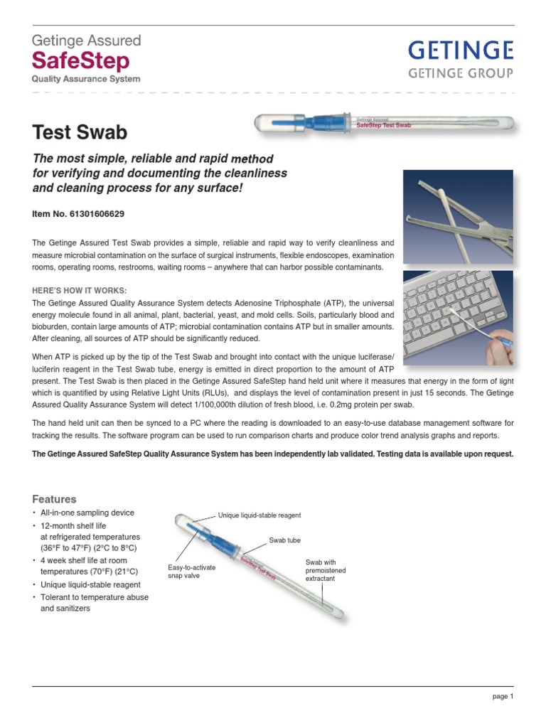 Getinge Assured Test Swab Overview | PDF | Adenosine Triphosphate ...