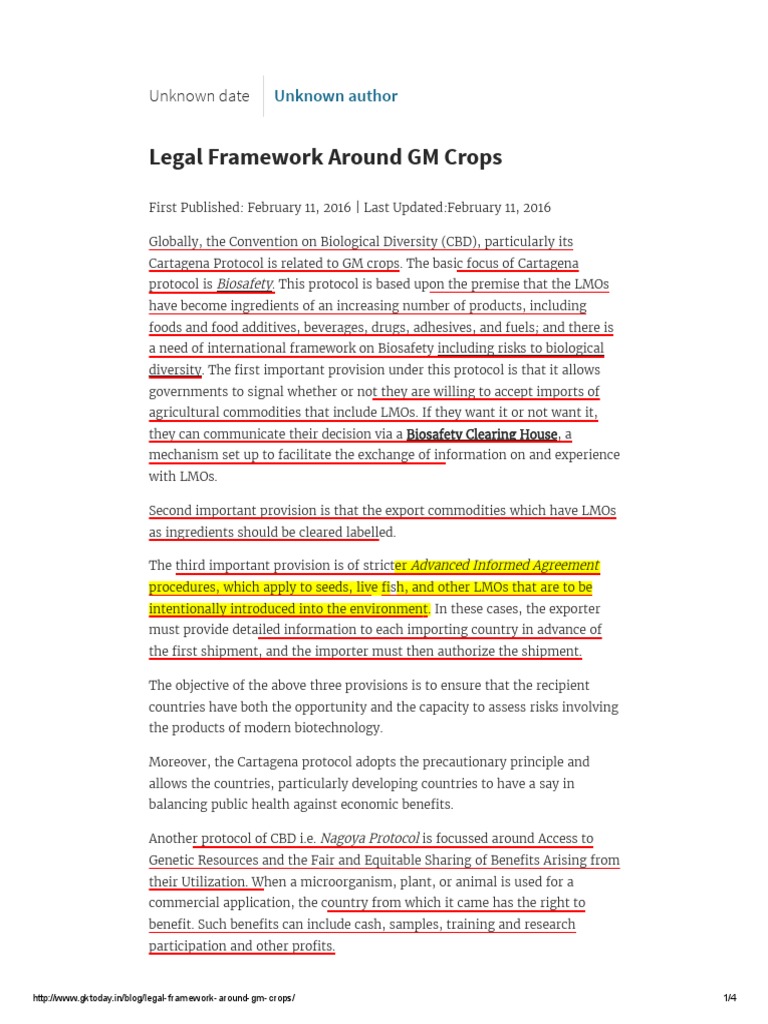 Legal Framework Around GM Crops | PDF | Biotechnology | Genetic Engineering
