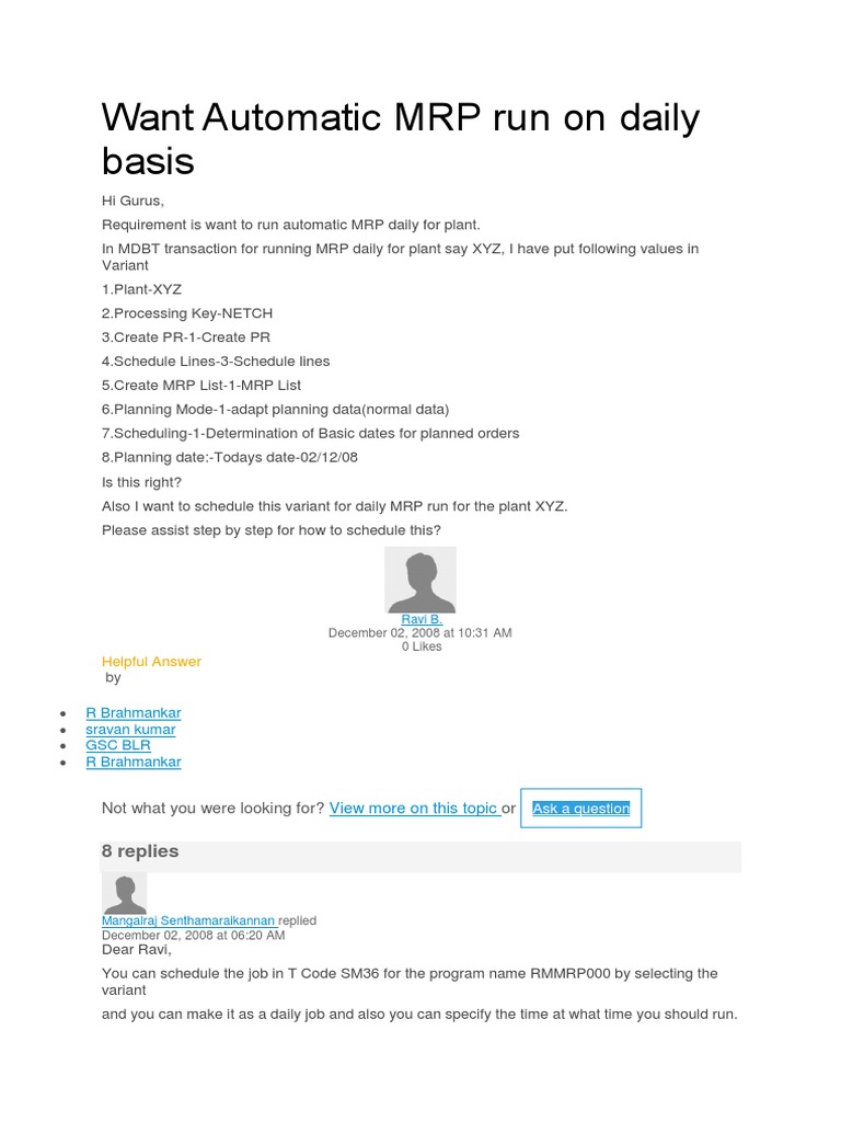 Want Automatic MRP Run On Daily Basis | PDF | Areas Of Computer Science ...