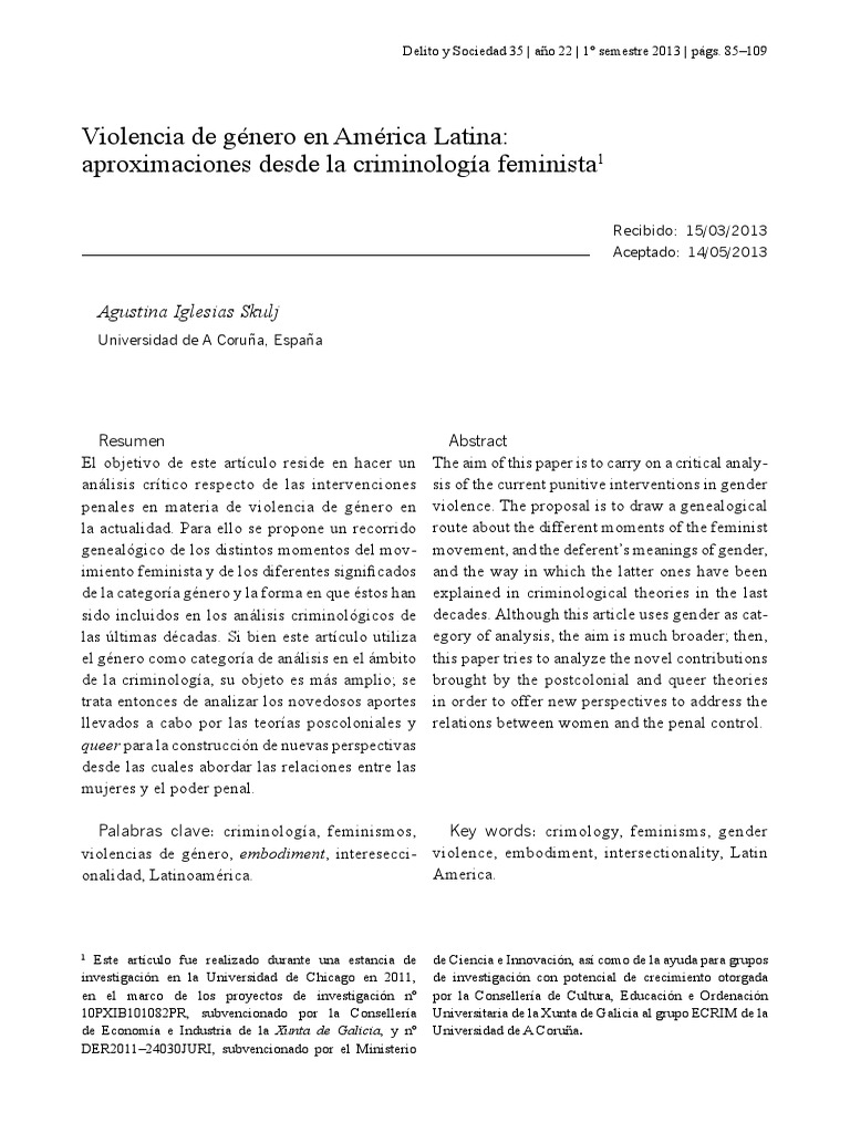 Criminología Feminista y Violencia de Género | PDF | Feminismo ...