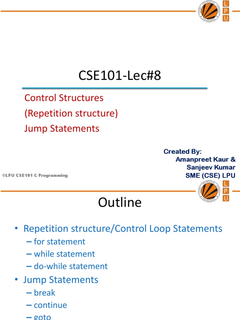 CSE101 Lec#8 | PDF | Control Flow | C (Programming Language)