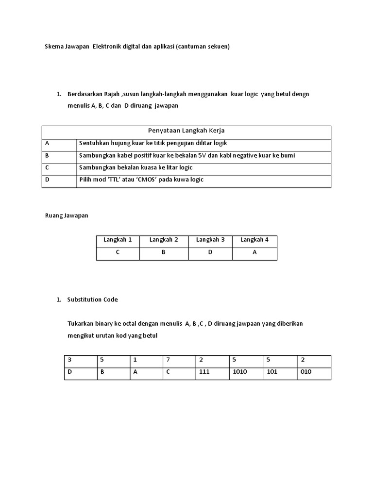 Skema Jawapan Elektronik Digital Dan Aplikasi | PDF | Metode & Bahan Ajar