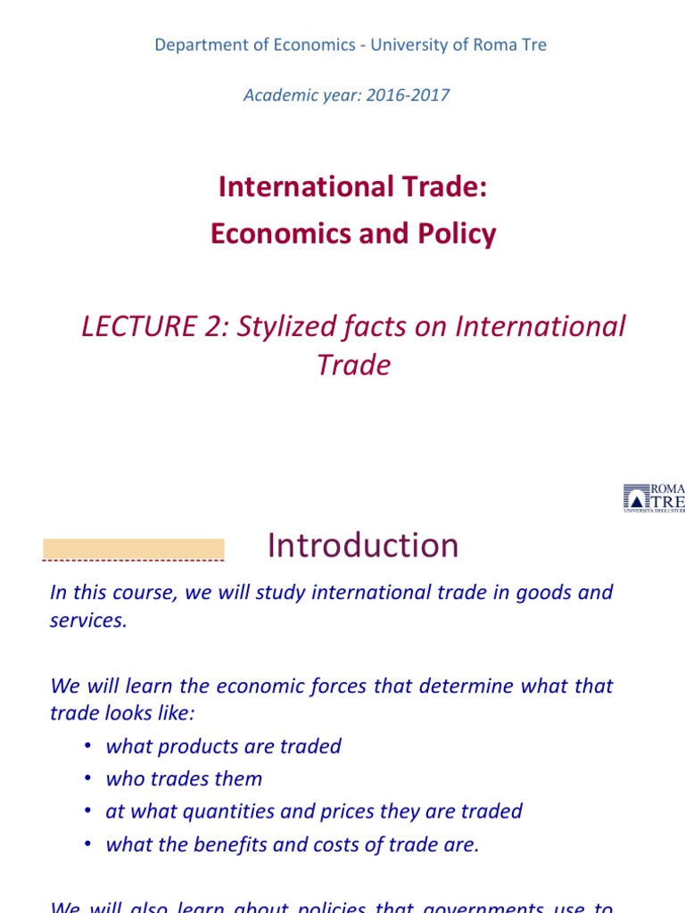 International Trade: Economics and Policy Lecture 2 | PDF ...