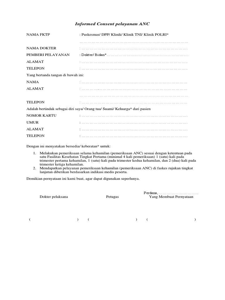 Informed Consent Pelayanan ANC | PDF