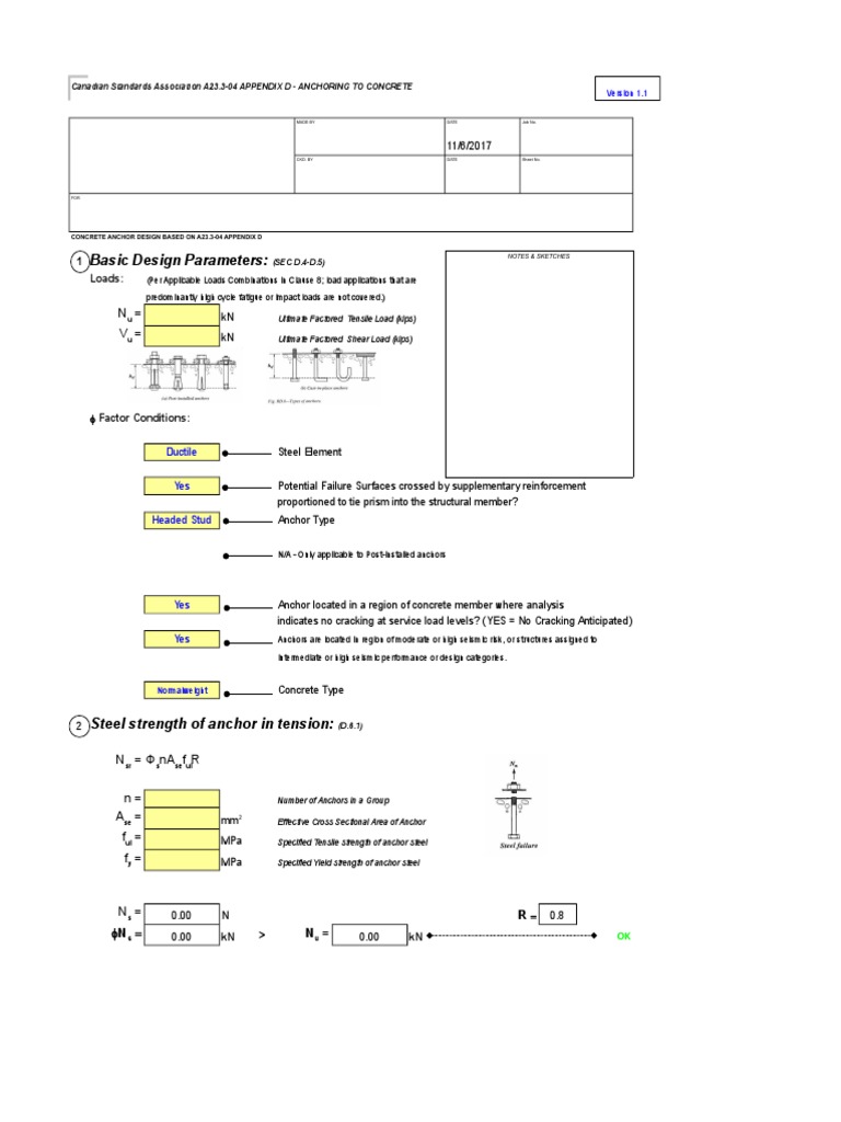 Anchor Bolt (CSA) Rev1.1 | PDF | Structural Load | Concrete