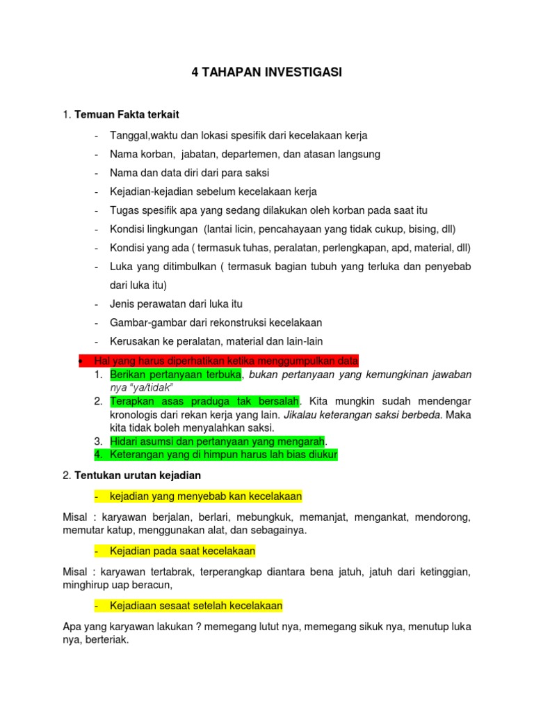 4 Tahapan Investigasi | PDF