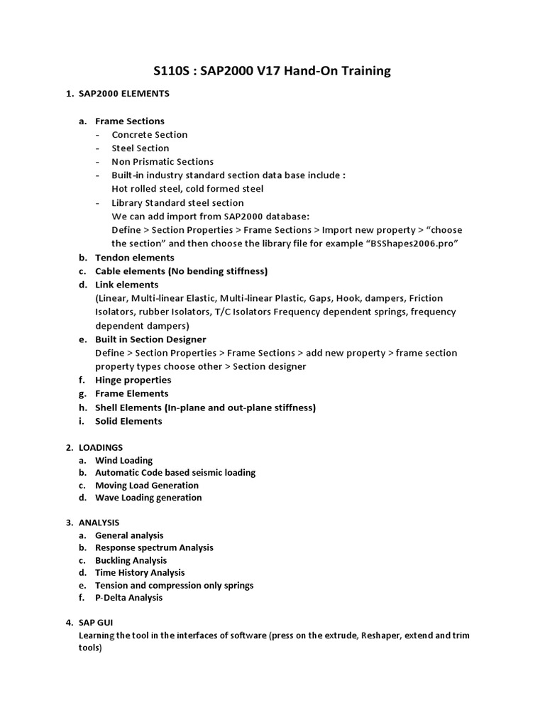 SAP 2000 Training Report | PDF | Beam (Structure) | Mechanics