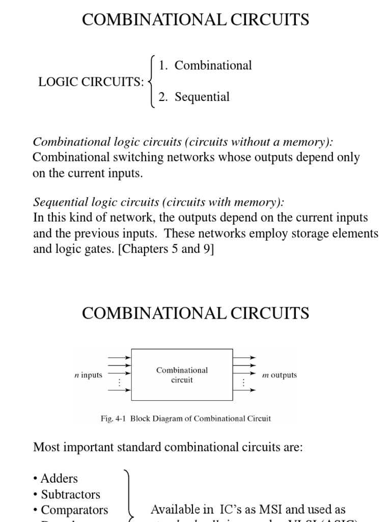 Combinational Logic Circuits (Circuits Without A Memory) | PDF | Logic Gate | Random Access Memory