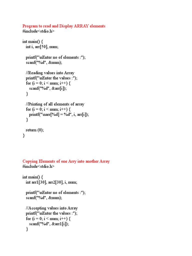 Array Programs | PDF | C (Programming Language) | String (Computer Science)
