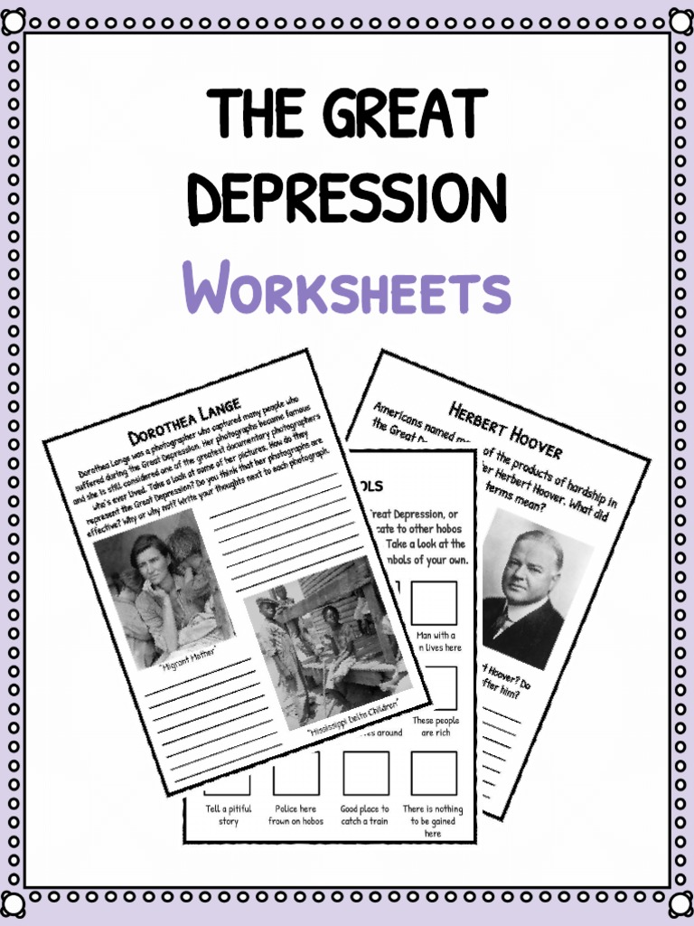 Sample Great Depression Worksheets 1 | PDF | Wall Street Crash Of 1929 ...