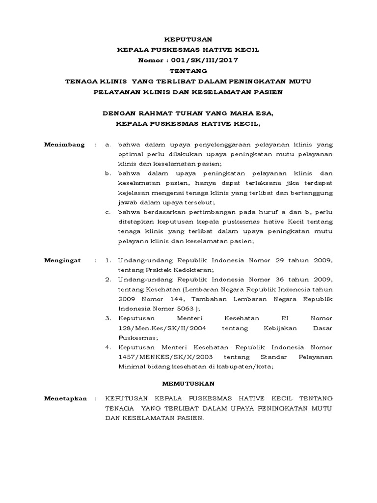 Contoh Surat Keputusan Revisi | PDF