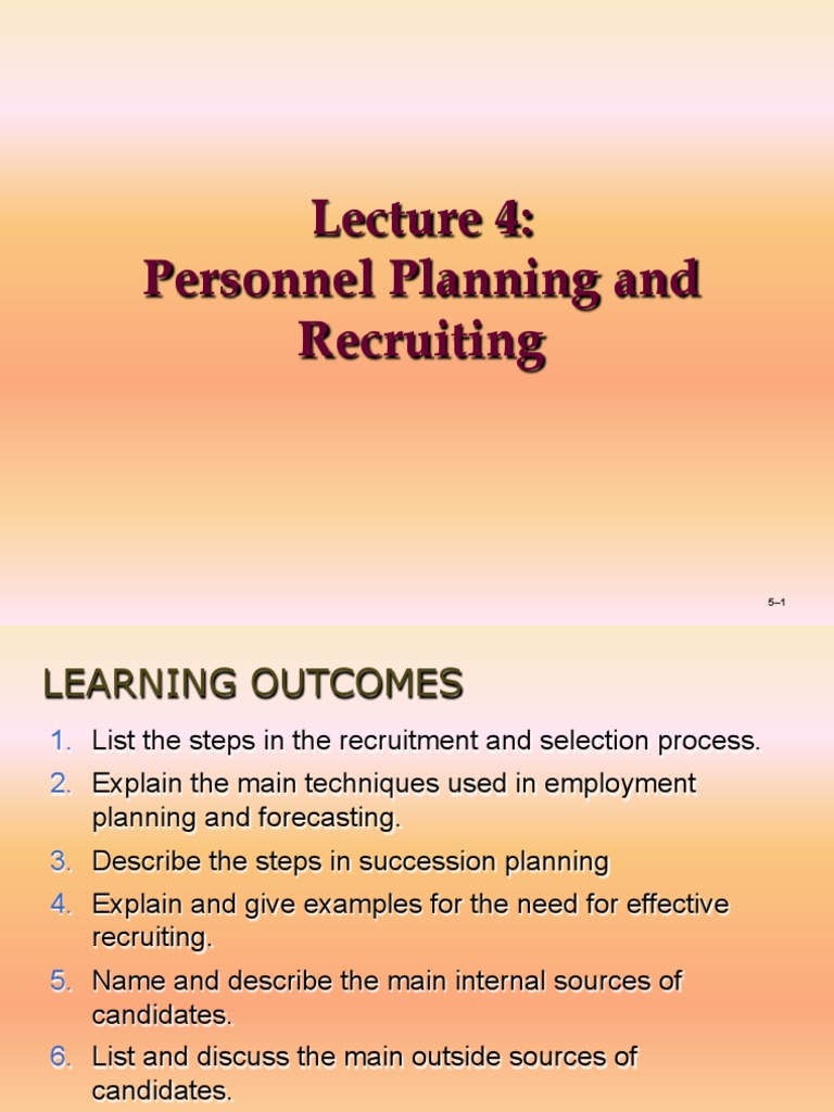 Lecture 4 Personnel Planning And Recruiting Pdf Temporary Work