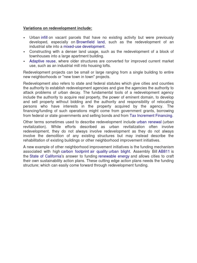 Infill Brownfield Land Mixed-Use Development: Variations On ...