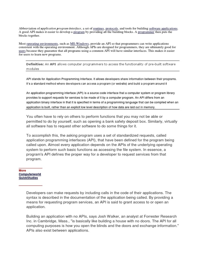 Abbreviation of Application Program Interface | PDF | Application ...