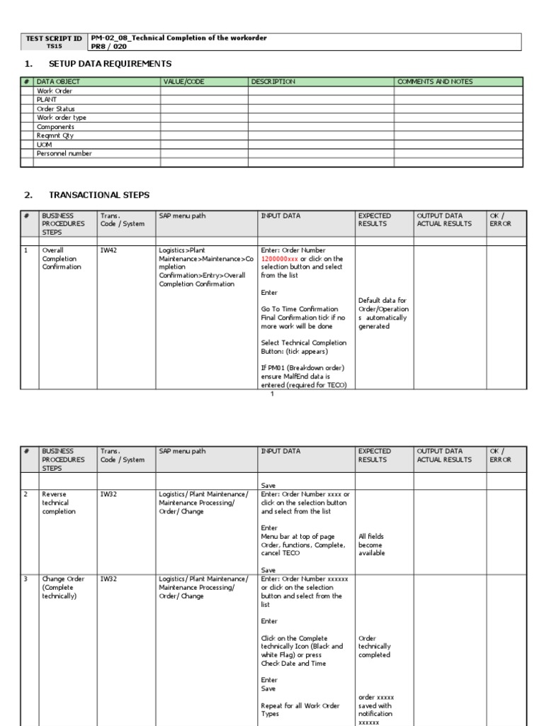 Pm 02 08 Technical Completion Of The Workorder Pdf Computer