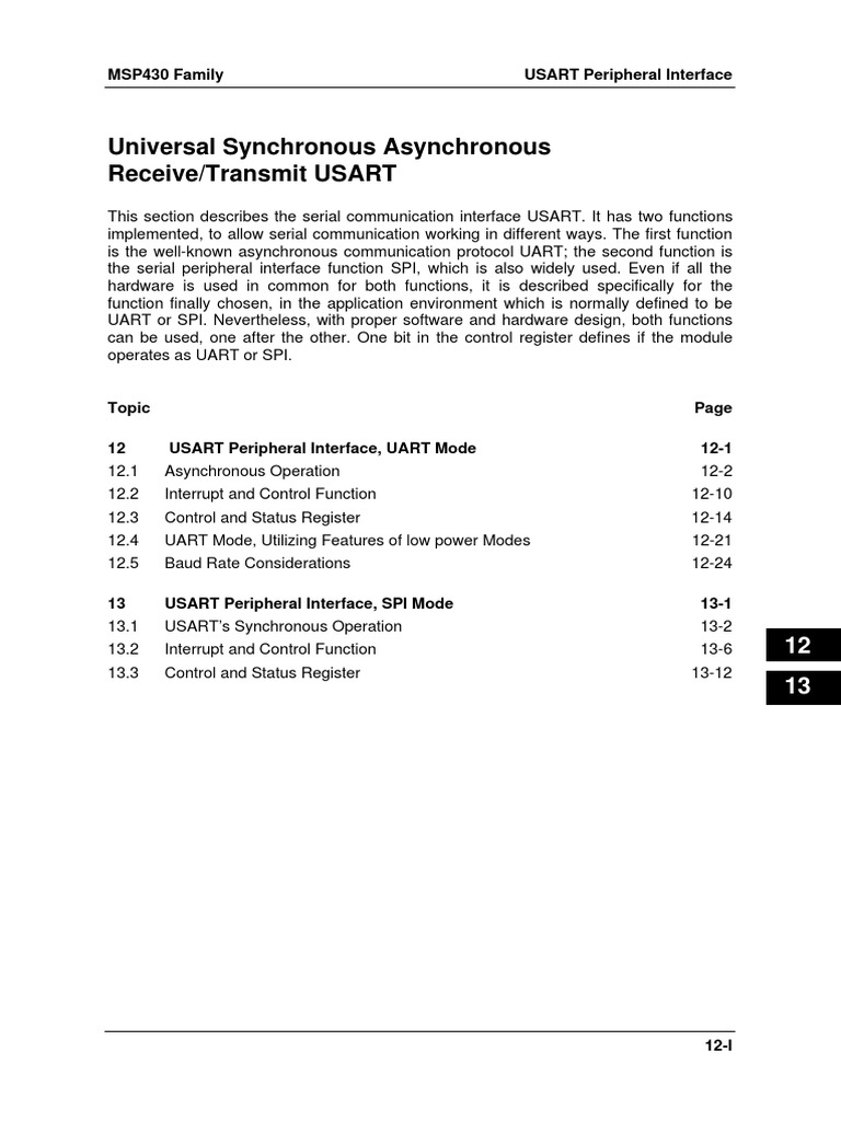 Universal Synchronous Asynchronous Receive Transmit Usart Msp430